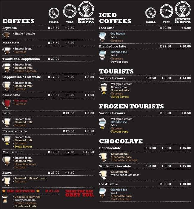 Menu at Motherland Coffee Company Rosebank restaurant, Johannesburg ...