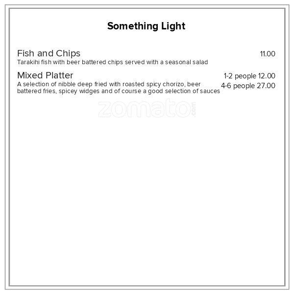 Menu at Bev Ridges On York pub & bar, Napier, 1 Durham Ave