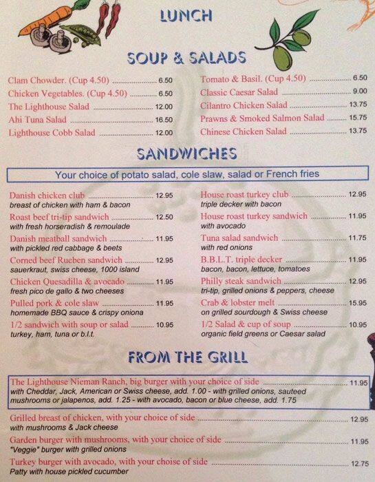 Menu at The Lighthouse Café cafe, Corte Madera