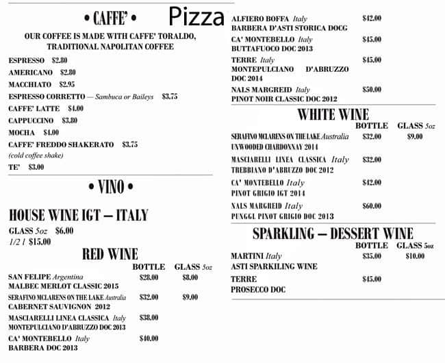 Pizzeria Spacca Napoli Menu, Menu for Pizzeria Spacca Napoli, Port ...
