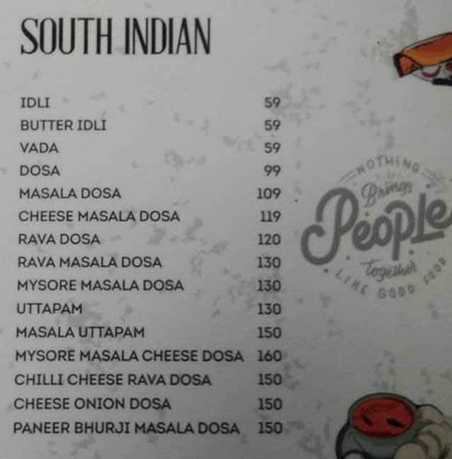 Menu at Big bazaar food court, Siliguri