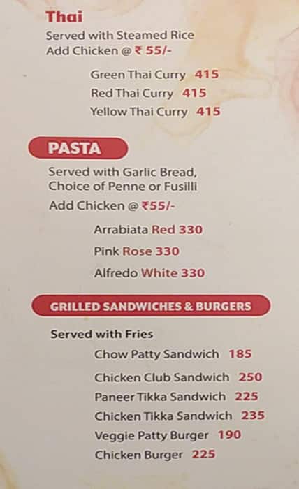 Menu at Café Taro, Gurugram