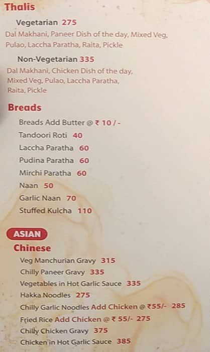 Menu at Café Taro, Gurugram