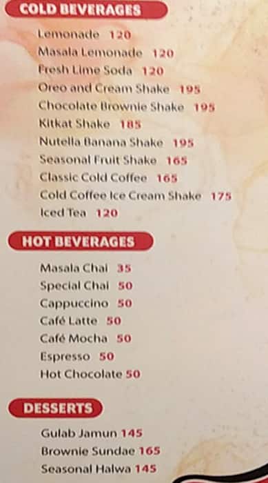Menu at Café Taro, Gurugram