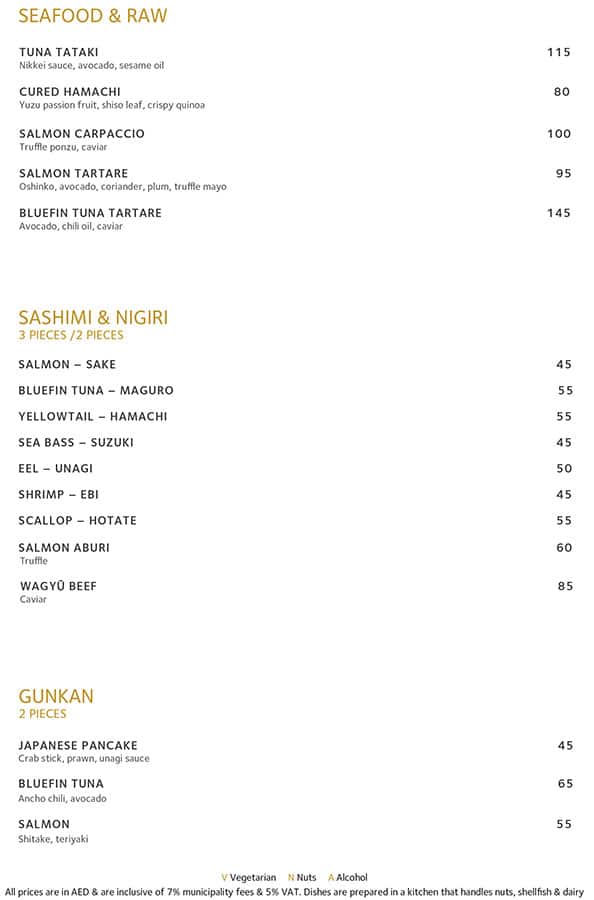 Menu of Asia Asia, Palm Jumeirah, Dubai