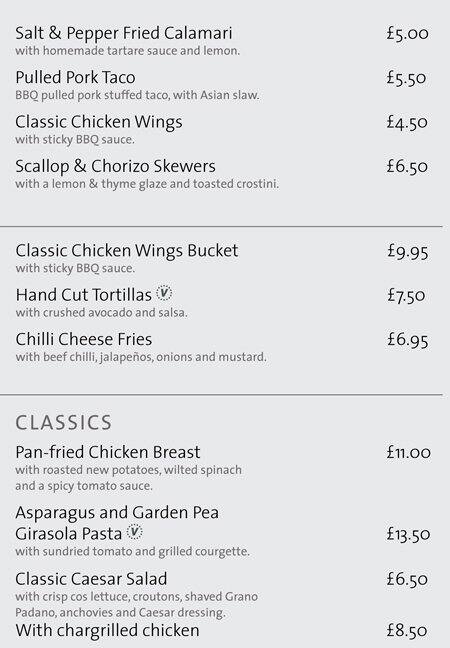 Menu at The Loop Bar, London, 19 Dering St