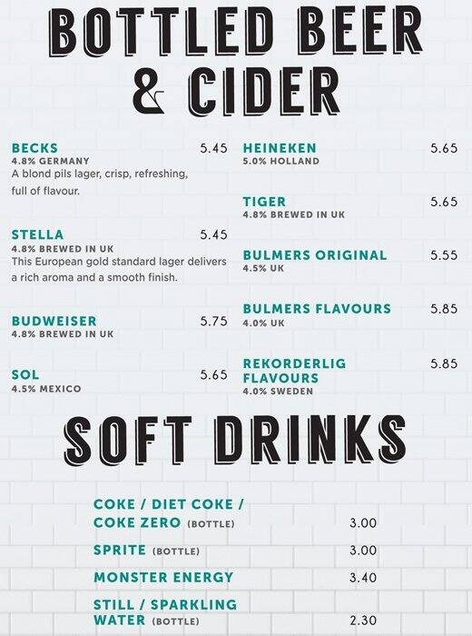 Menu at The Loop Bar, London, 19 Dering St