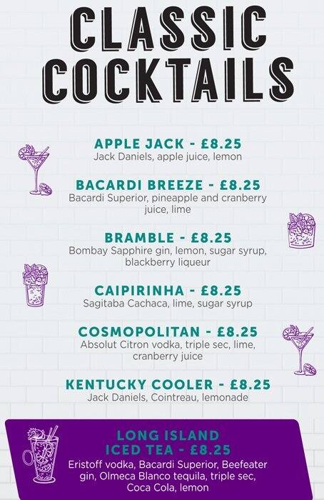 Menu at The Loop Bar, London, 19 Dering St