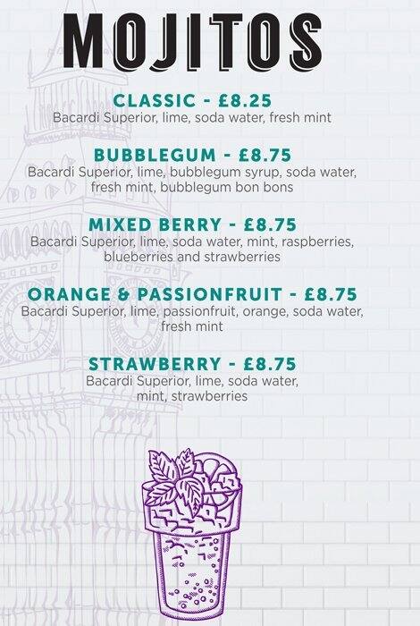 Menu at The Loop Bar, London, 19 Dering St