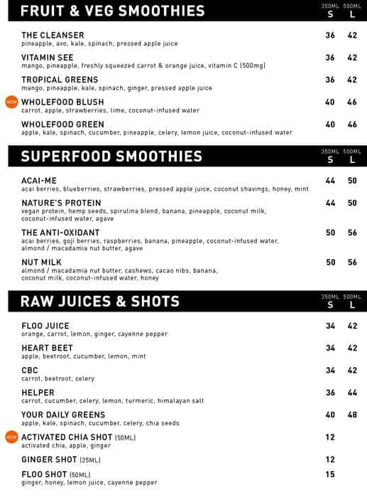 Menu at KAUAI Virgin Active Sunningdale restaurant, Cape Town