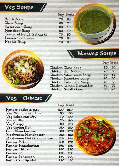 Menu at Sufi's Restaurant, Pune, 4th Floor