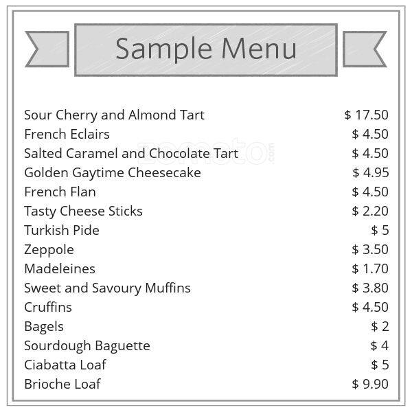 Menu at Dough desserts, Adelaide