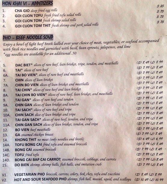 Pho Express and Specialties Menu - Urbanspoon/Zomato