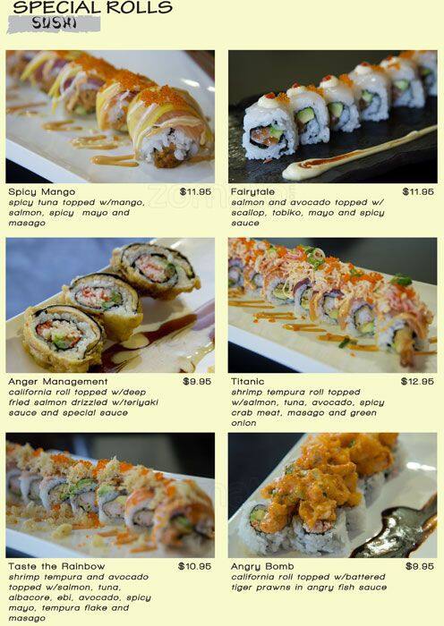 Menu at Angry Fish restaurant, San Leandro