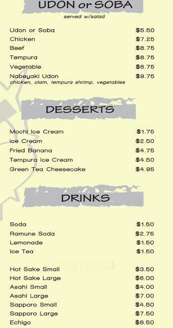 Menu at Angry Fish restaurant, San Leandro