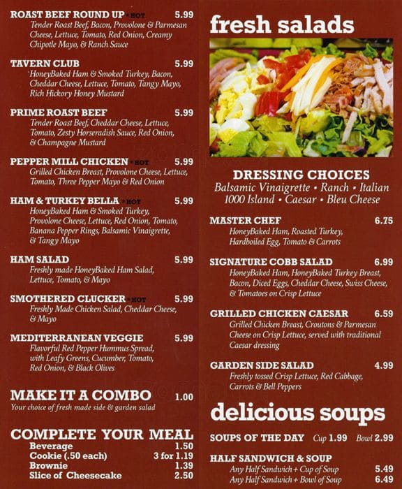 Menu at Honey Baked Ham Company, Colma