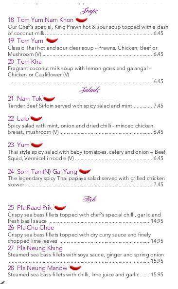 Menu at Phanthong Thai Restaurant, Altrincham