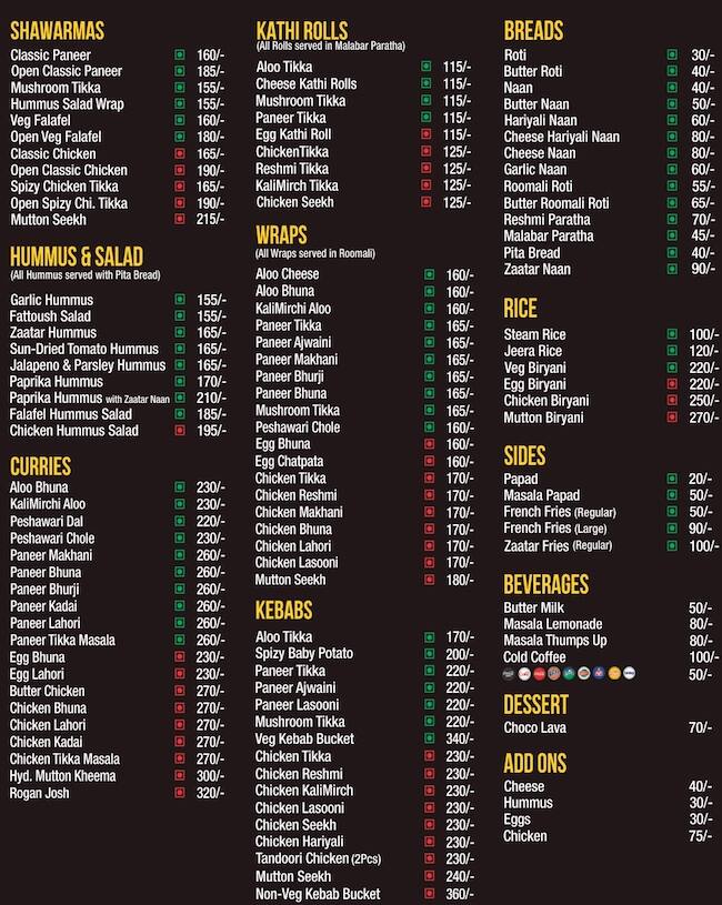 Maroosh Menu, Menu for Maroosh, Vastrapur, Ahmedabad - Zomato