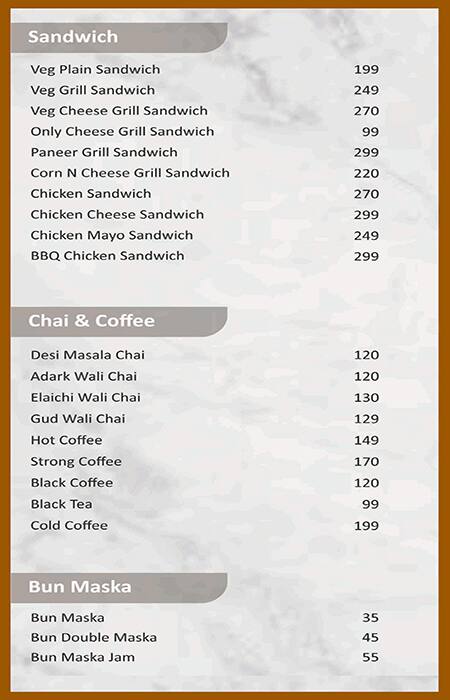 Menu at Breakfast Zone, Mumbai