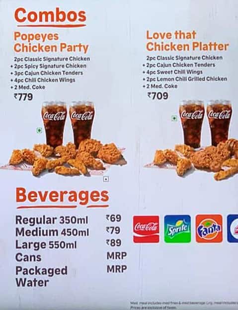 Popeyes Chicken Menu