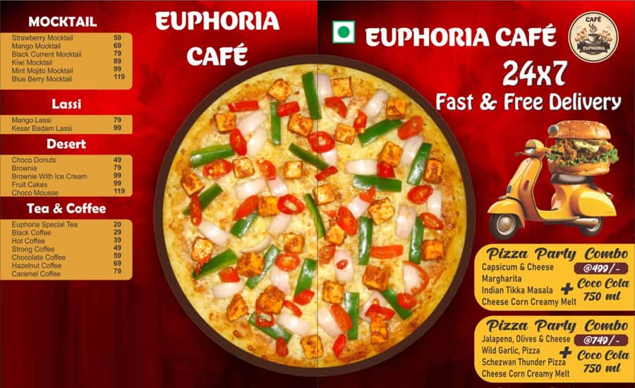 Menu of Euphoria Cafe, Rajendra Nagar, Indore