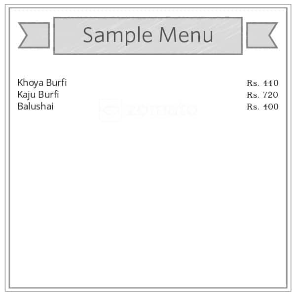 Menu of Saini Sweets, Narela, New Delhi