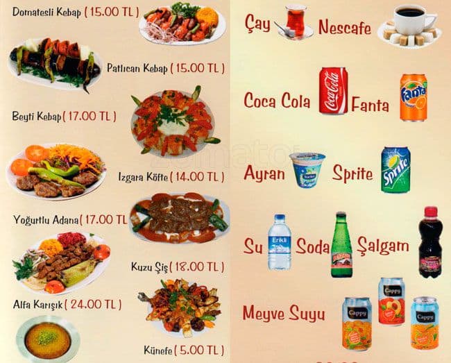 Menu at Alfa Piknik, Ankara, Ataturk Bulv. No:46/E