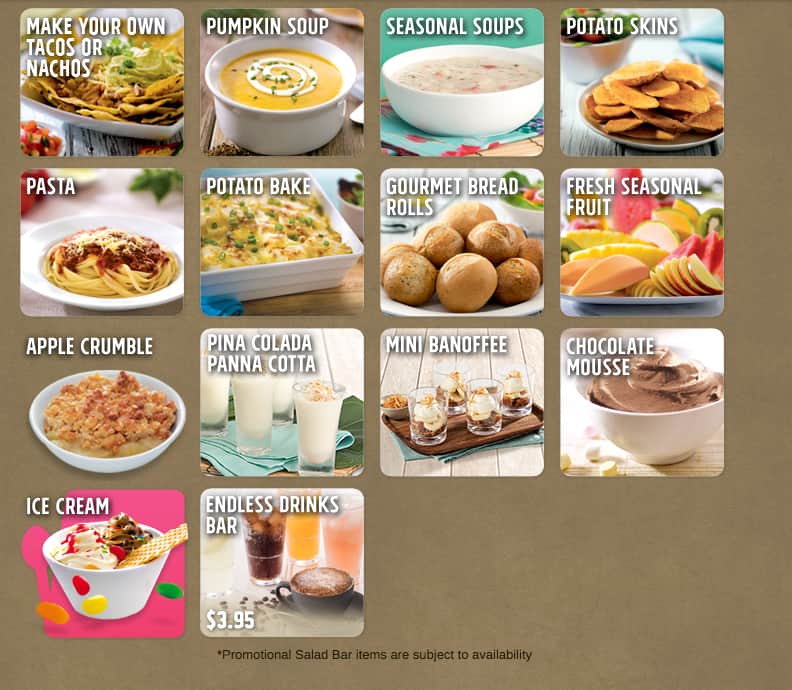 Menu at Sizzler restaurant, Shailer Park, Pacific Hwy