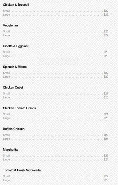 Menu at Zesty Pizzeria, New York City