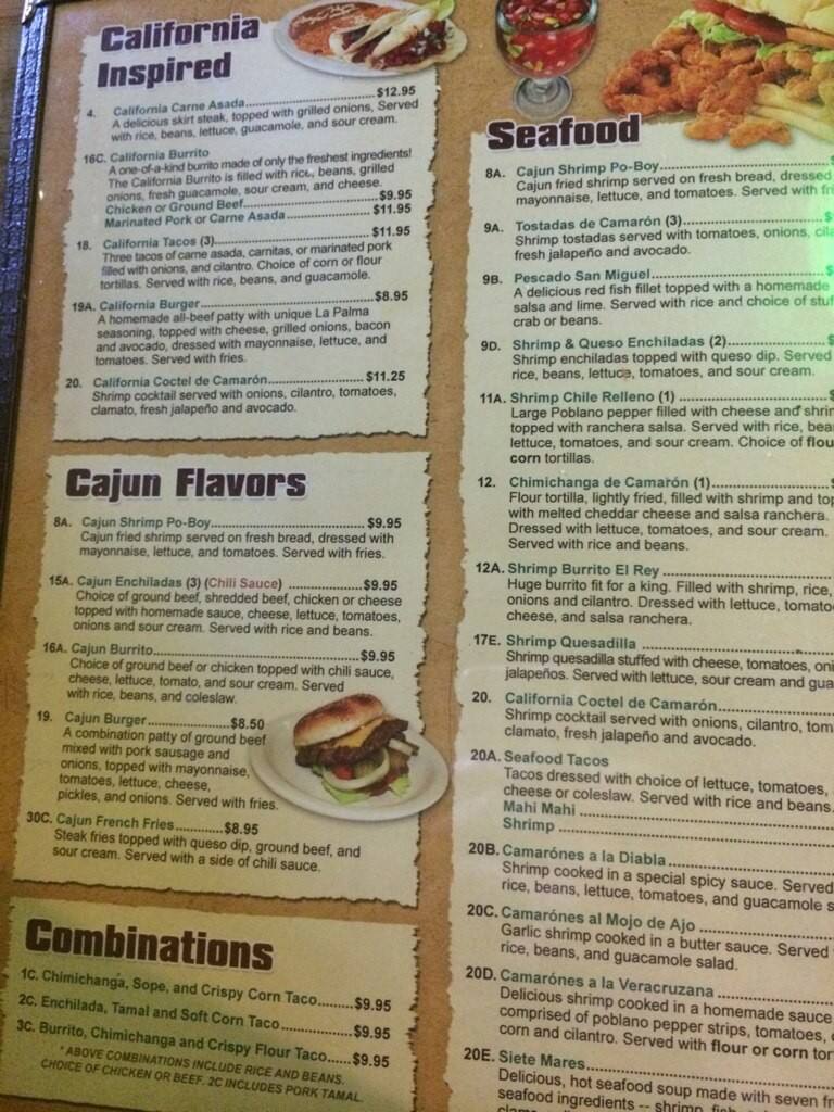 Menu at La Palma Mexican Grill restaurant, Leesburg, Citrus Blvd