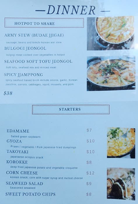 Carta del restaurante Holy Moly Korean Chicken, Docklands