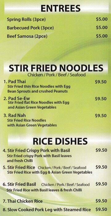 Menu at Thai Kitchen Koondoola restaurant, Koondoola
