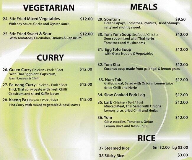 Menu at Thai Kitchen Koondoola restaurant, Koondoola