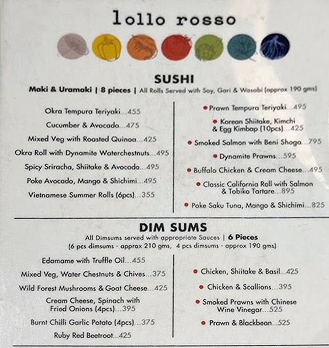 Menu of Lollo Rosso, Naranpura, Ahmedabad
