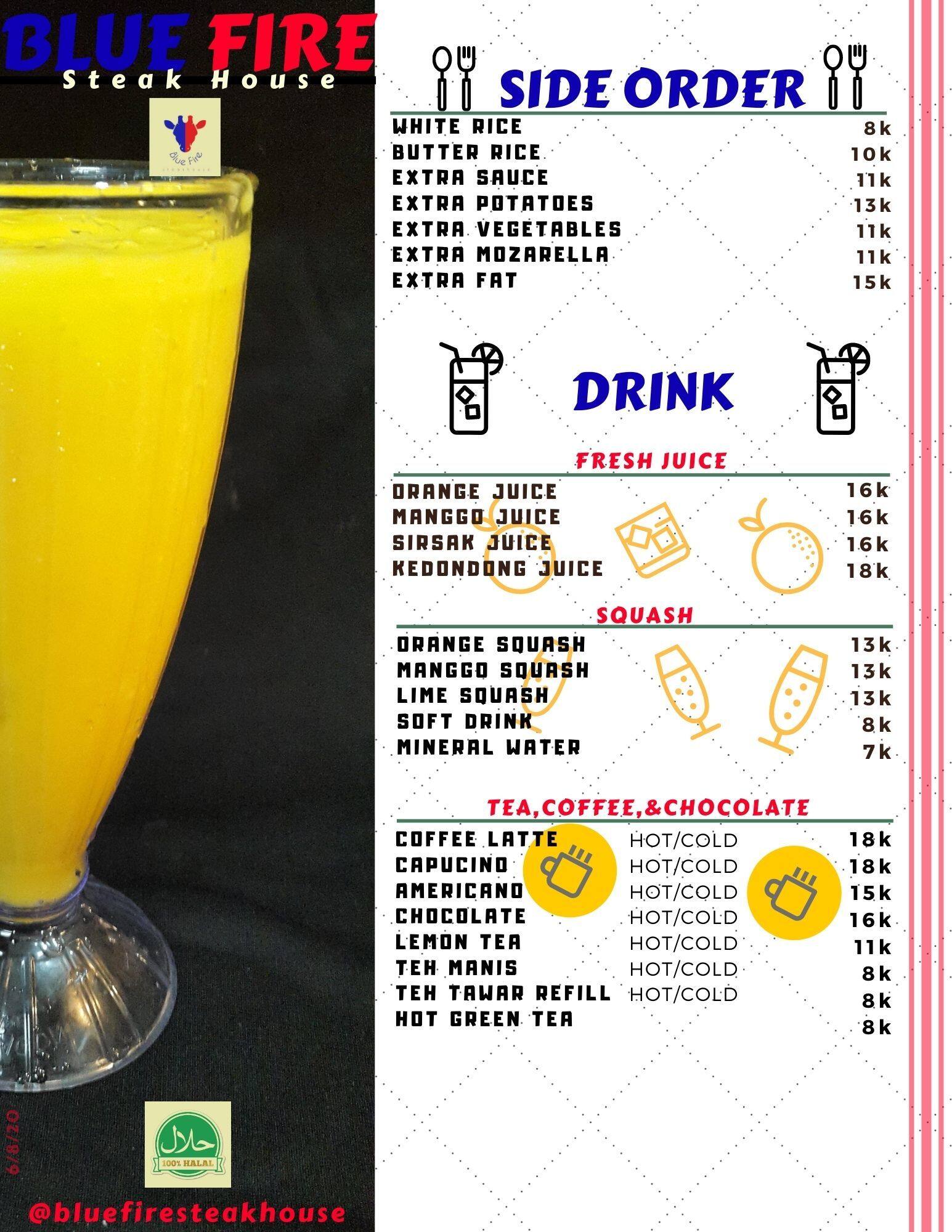 Menu at Blue Fire Steakhouse, Jakarta