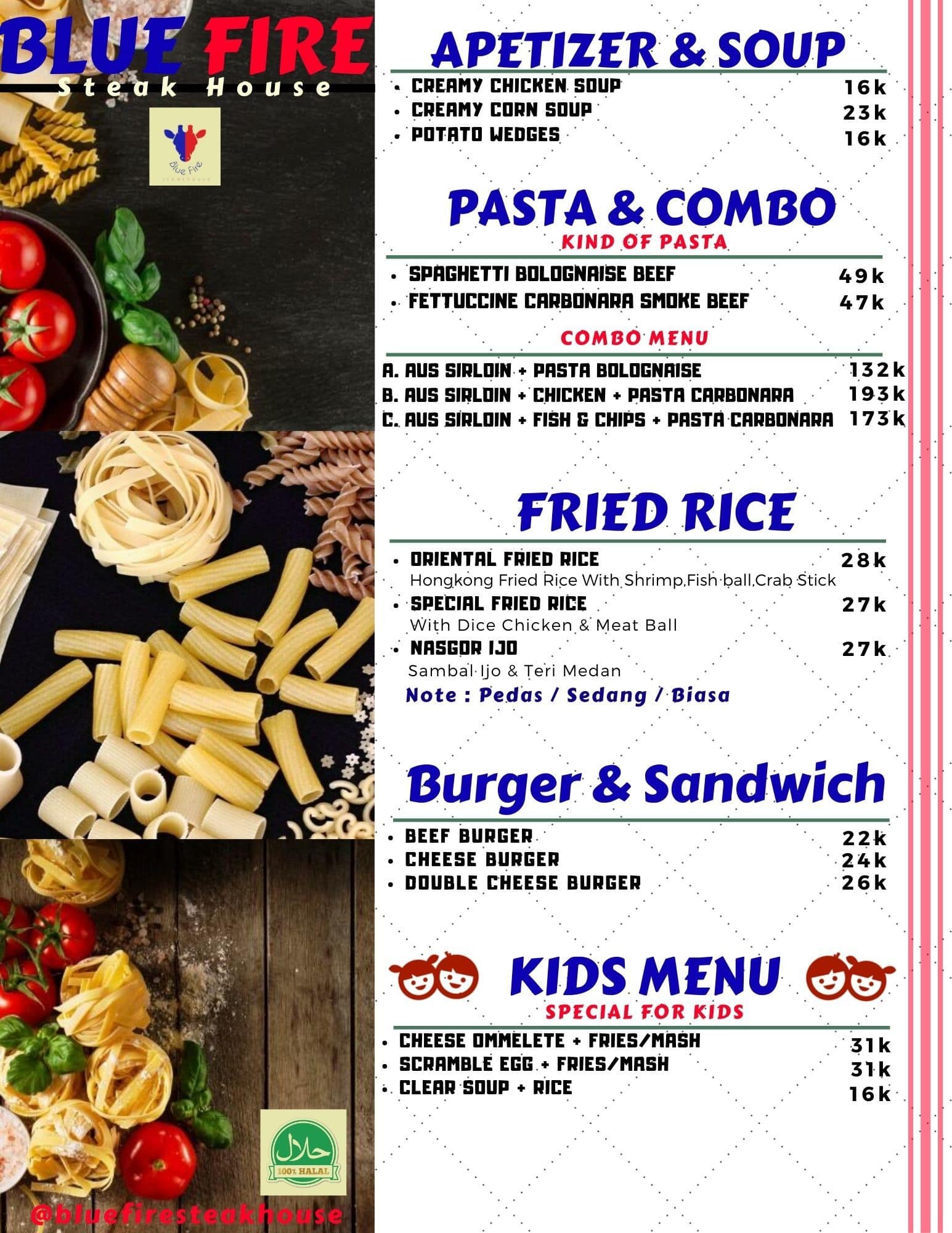 Menu at Blue Fire Steakhouse, Jakarta