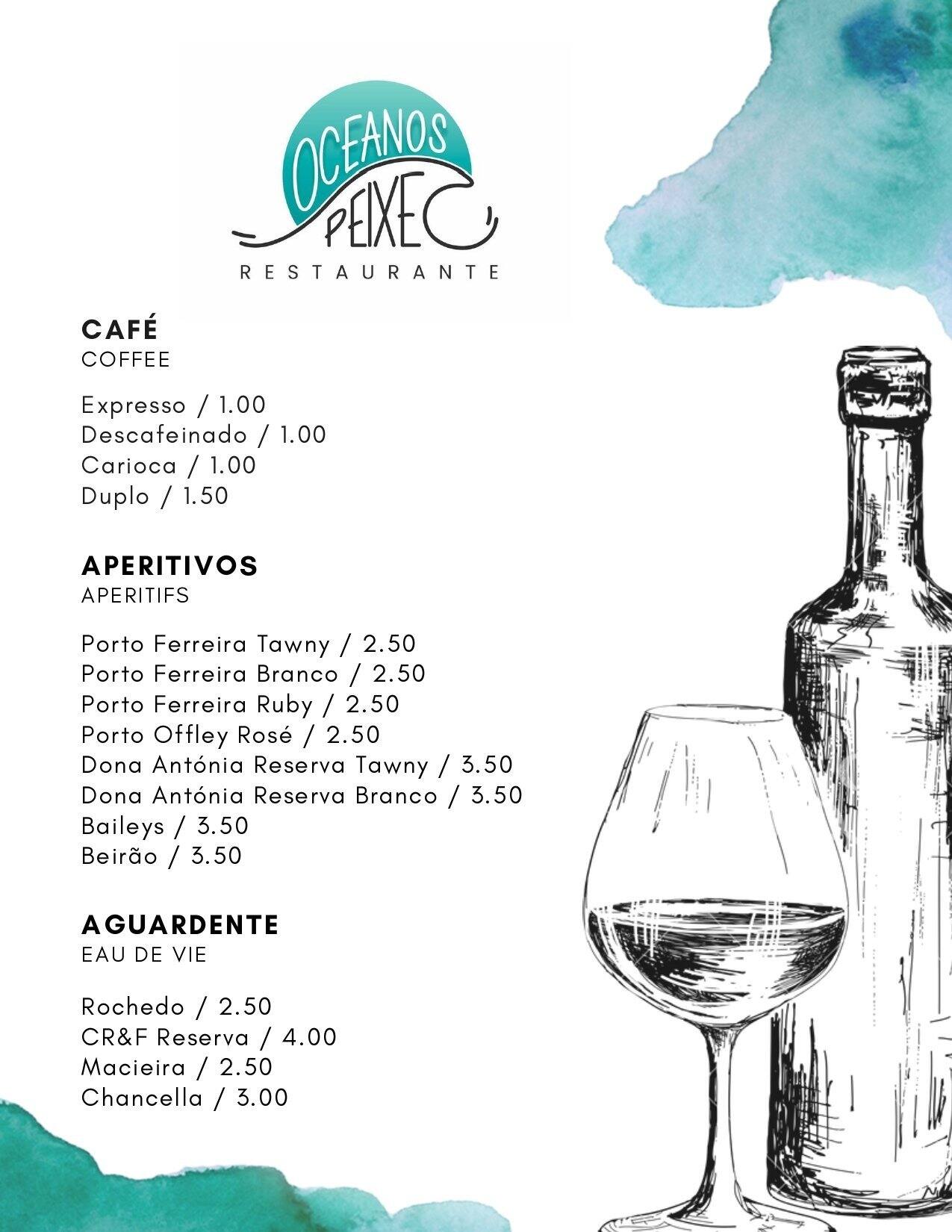 Menu at Oceanos Peixe Sushi Bar, Vila Nova de Gaia