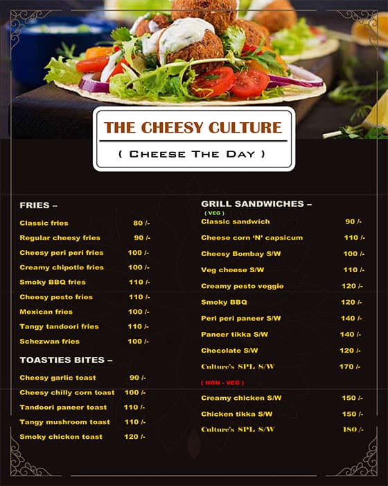 Menu of The Cheesy Culture Cafe, Bhosari, Pune
