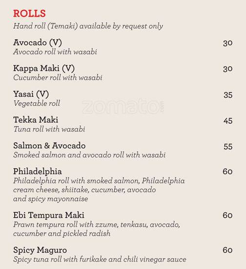 Menu at Icho - Radisson Royal Hotel restaurant, Dubai