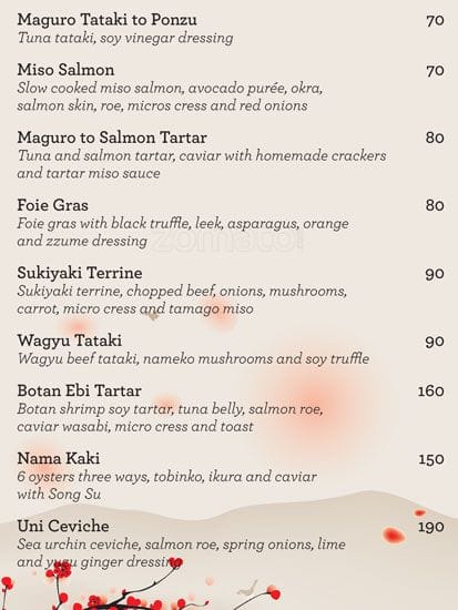 Menu at Icho - Radisson Royal Hotel restaurant, Dubai