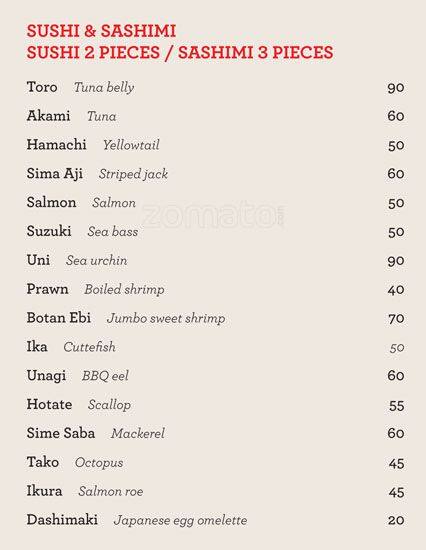 Menu at Icho - Radisson Royal Hotel restaurant, Dubai