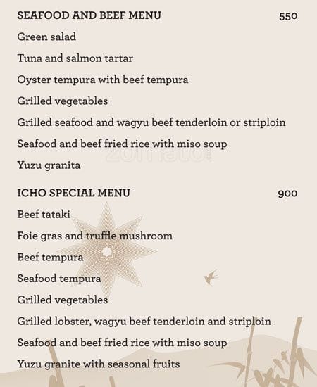 Menu at Icho - Radisson Royal Hotel restaurant, Dubai