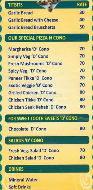 Menu at Cafe d Cono, Mumbai, Greenville Bldg.