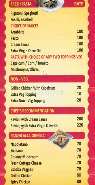 Menu at Cafe d Cono, Mumbai, Greenville Bldg.