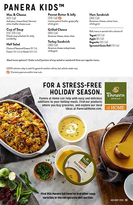 Menu at Panera Bread cafe, Mississauga, 55 Square One Dr Unit #1