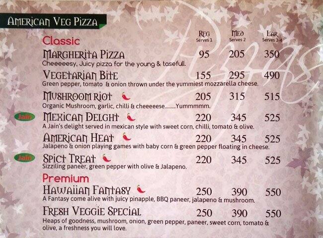 Menu at US Pizza, Gandhinagar