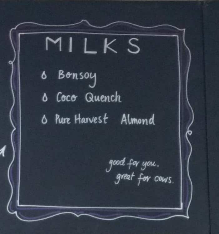 Menu at Glo Health cafe, Melbourne