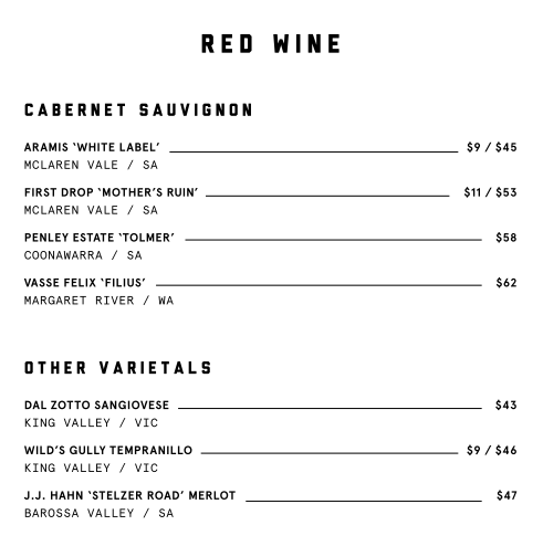 Menu at Bridge Hotel restaurant, Werribee