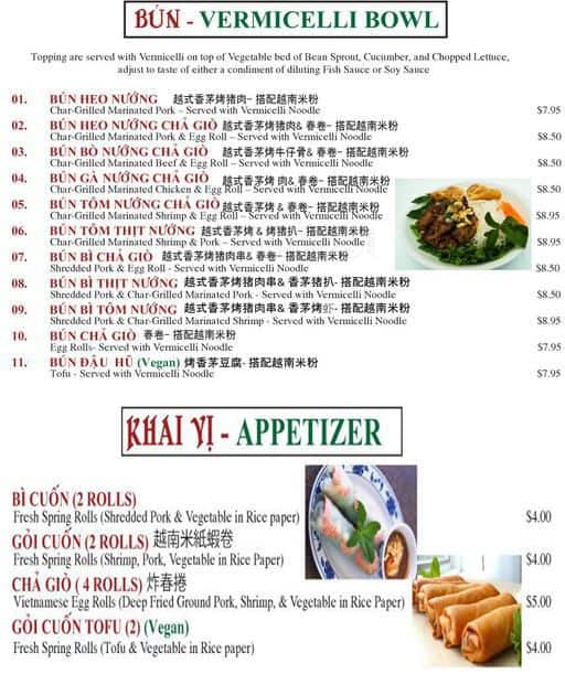 Menu at Pho To Chau restaurant, Kent
