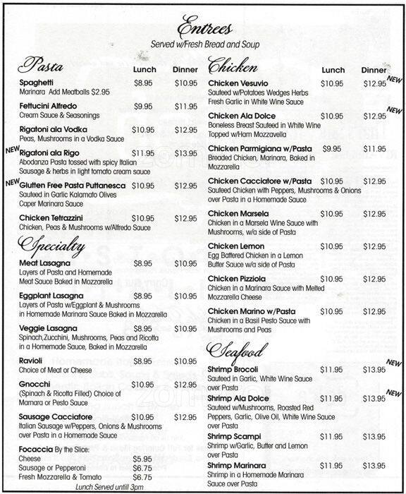 Menu at Dolce Italian Caffe & Bakery, Arlington Heights, N Arlington ...